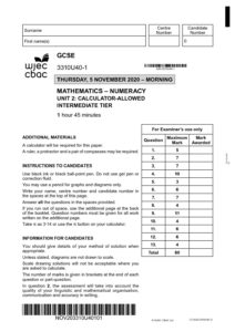 Intermediate Numeracy 2020 Autumn Paper 2 | Willows High School